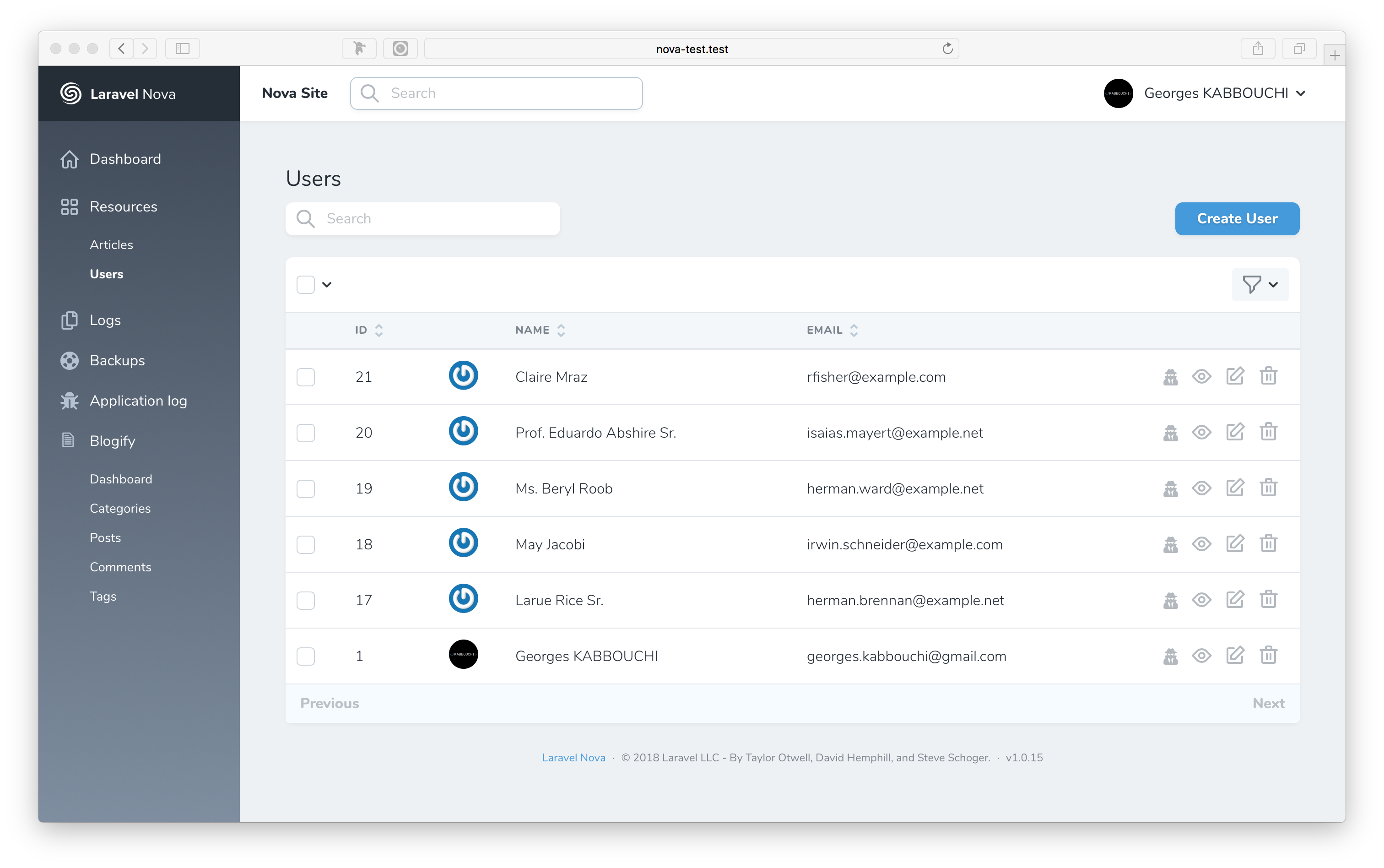 A Laravel Nova field allows you to authenticate as your users.