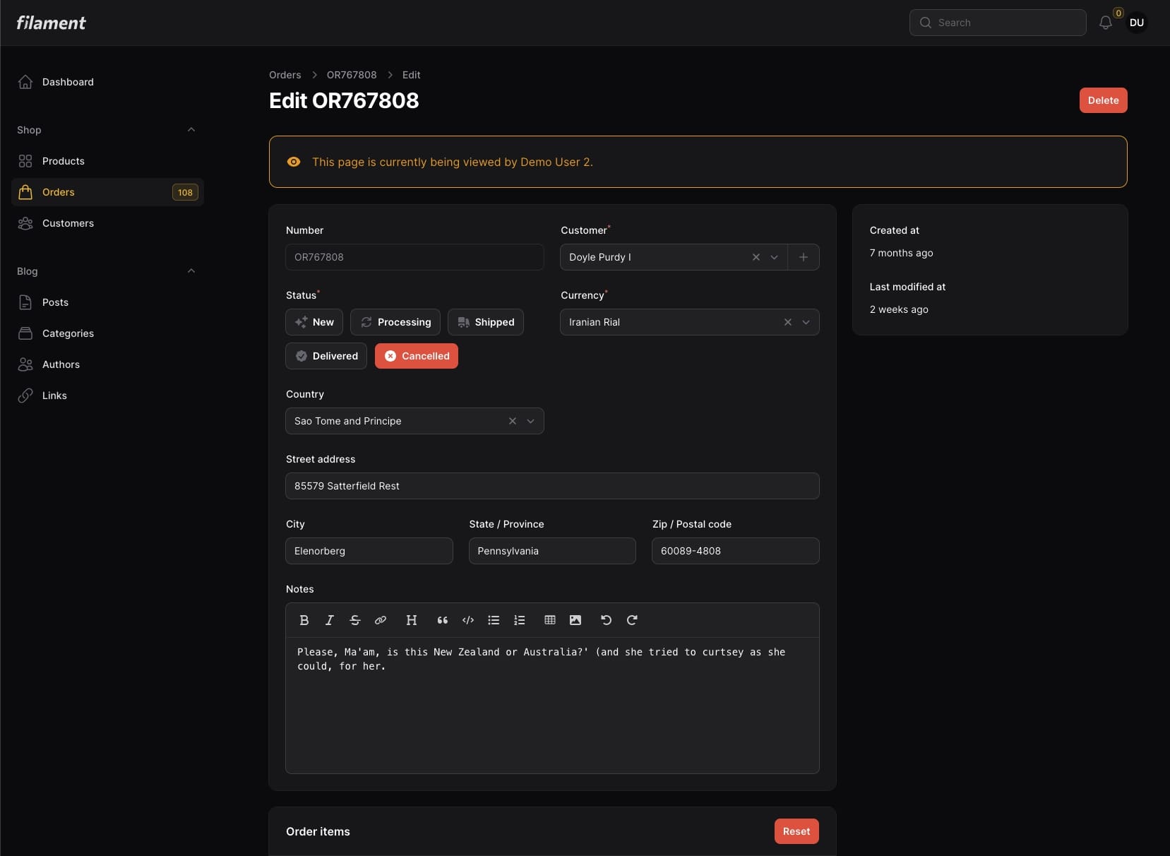 See who's viewing a resource in Filament PHP.